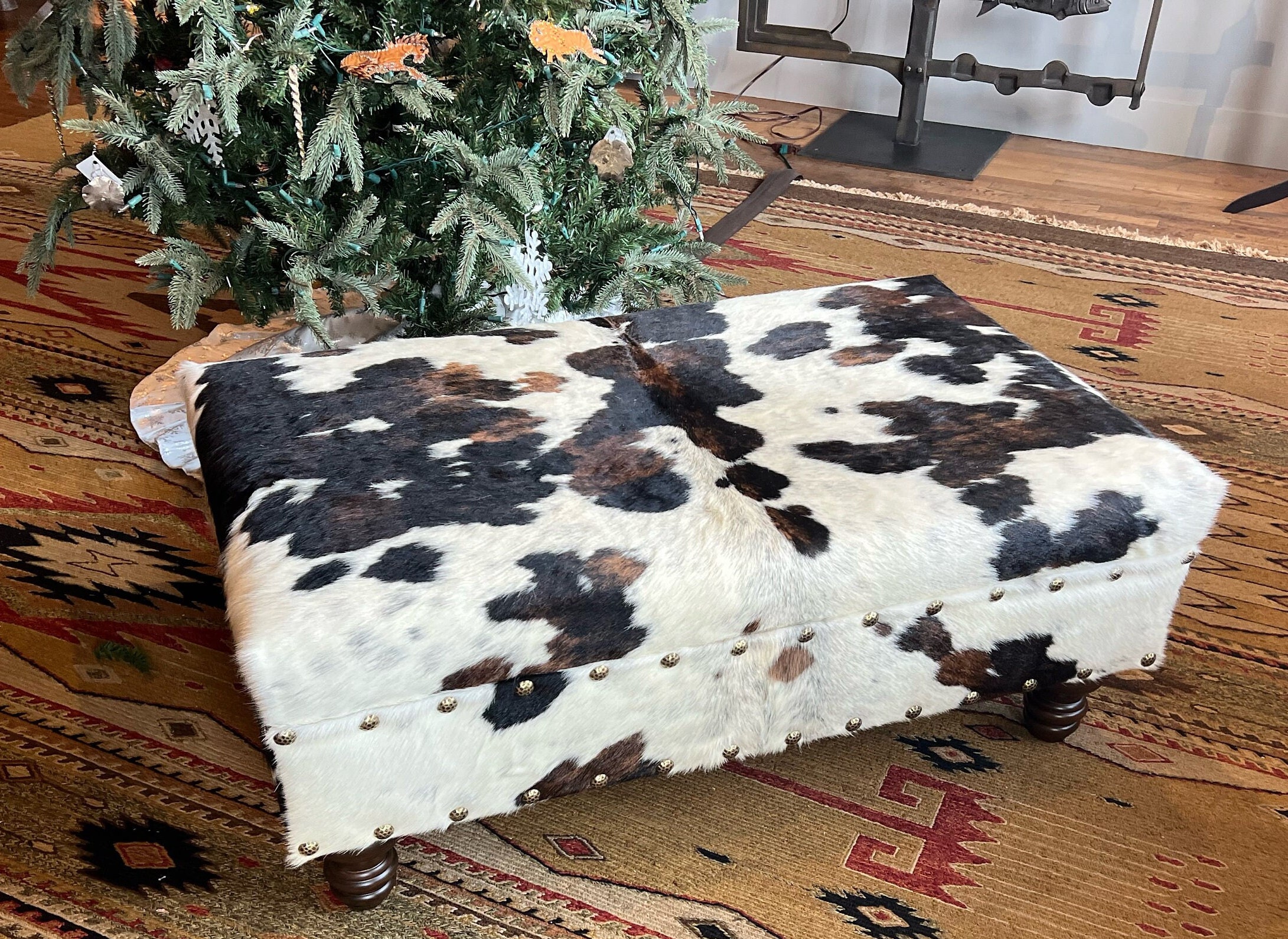 Cowhide Ottoman, Custom Cowhide Ottoman, Extra Large Ottoman, Coffee ...