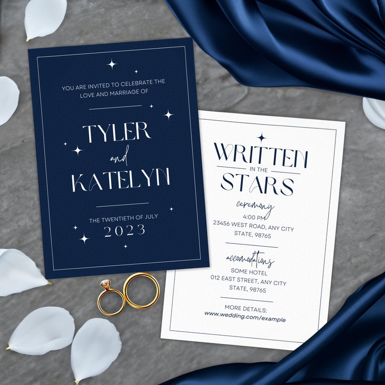 Starry Night Wedding Invite Digital Download, Wedding Invite Canva ...