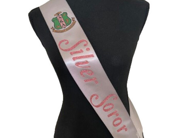 Alpha Kappa Alpha, Silver Soror, Sorority Sash, Custom Sash, AKA Sash ...