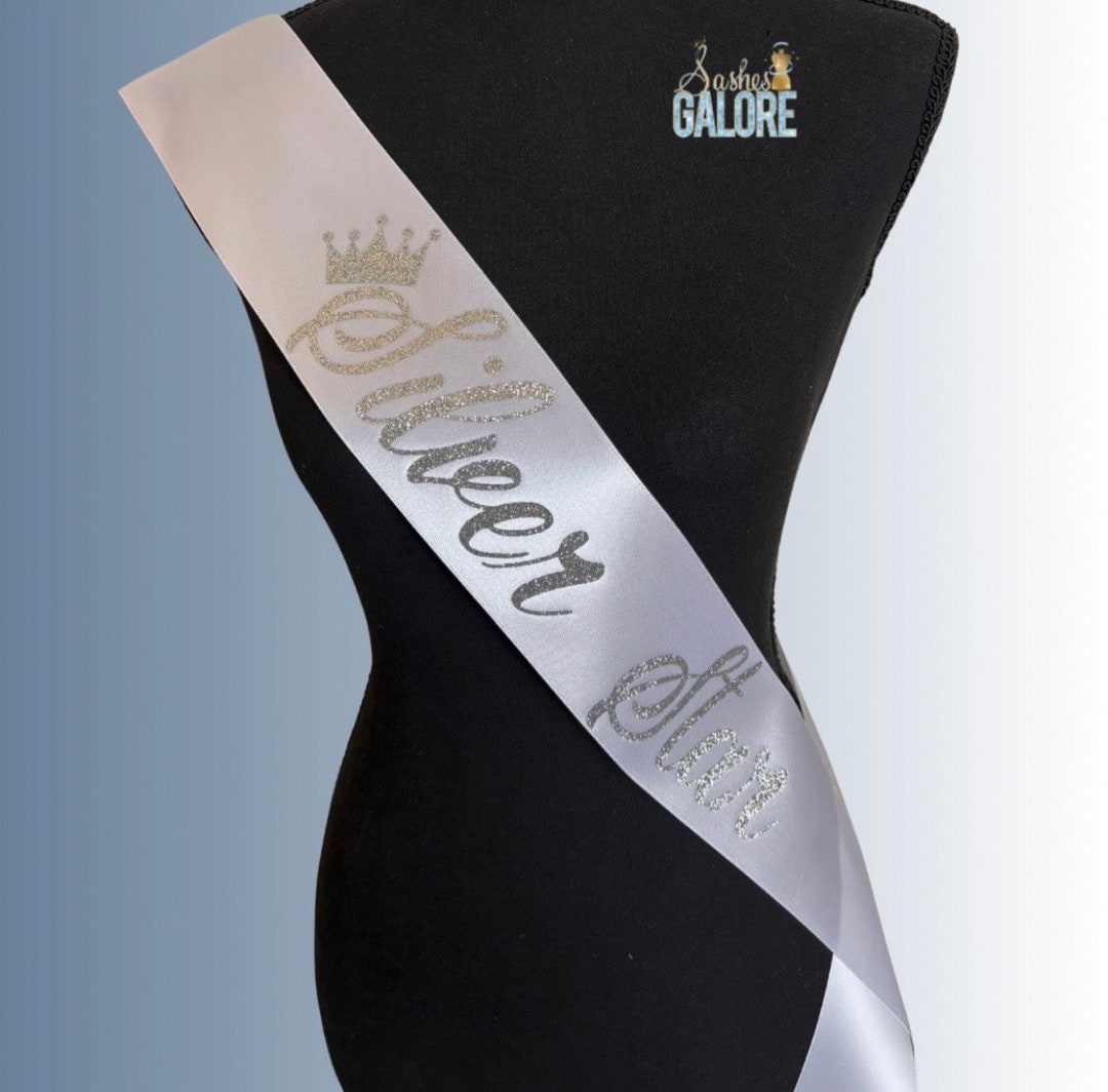 A Personalized Silver Star Sash-silver Soror-sorority-sash With Crown ...