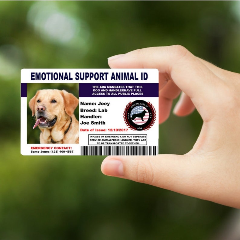 Emotional Support Card for DOG & CAT Animal ESA Service | Etsy