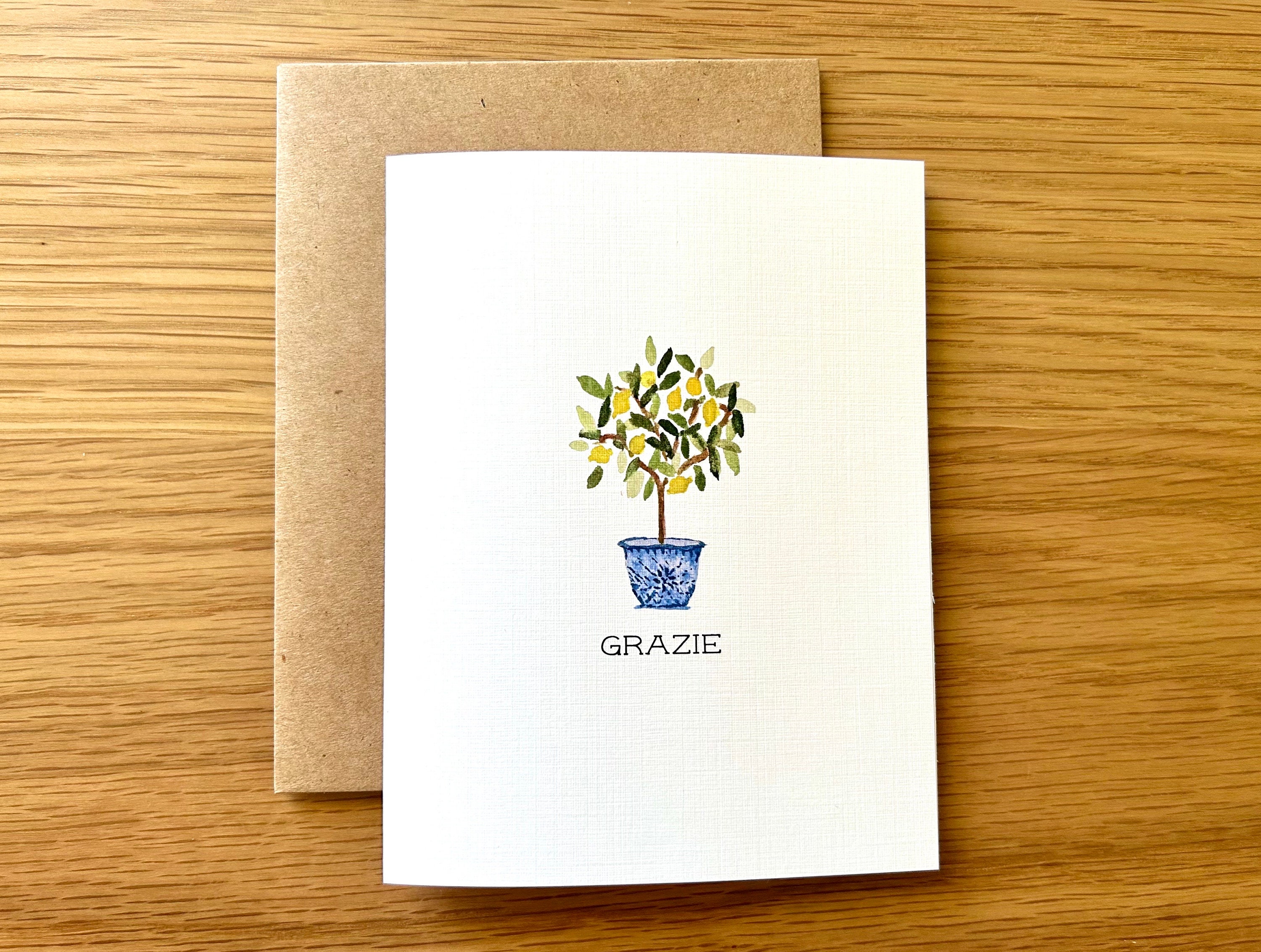 Set of 8 Italian “grazie” Thank You Notecards (stationary), With ...
