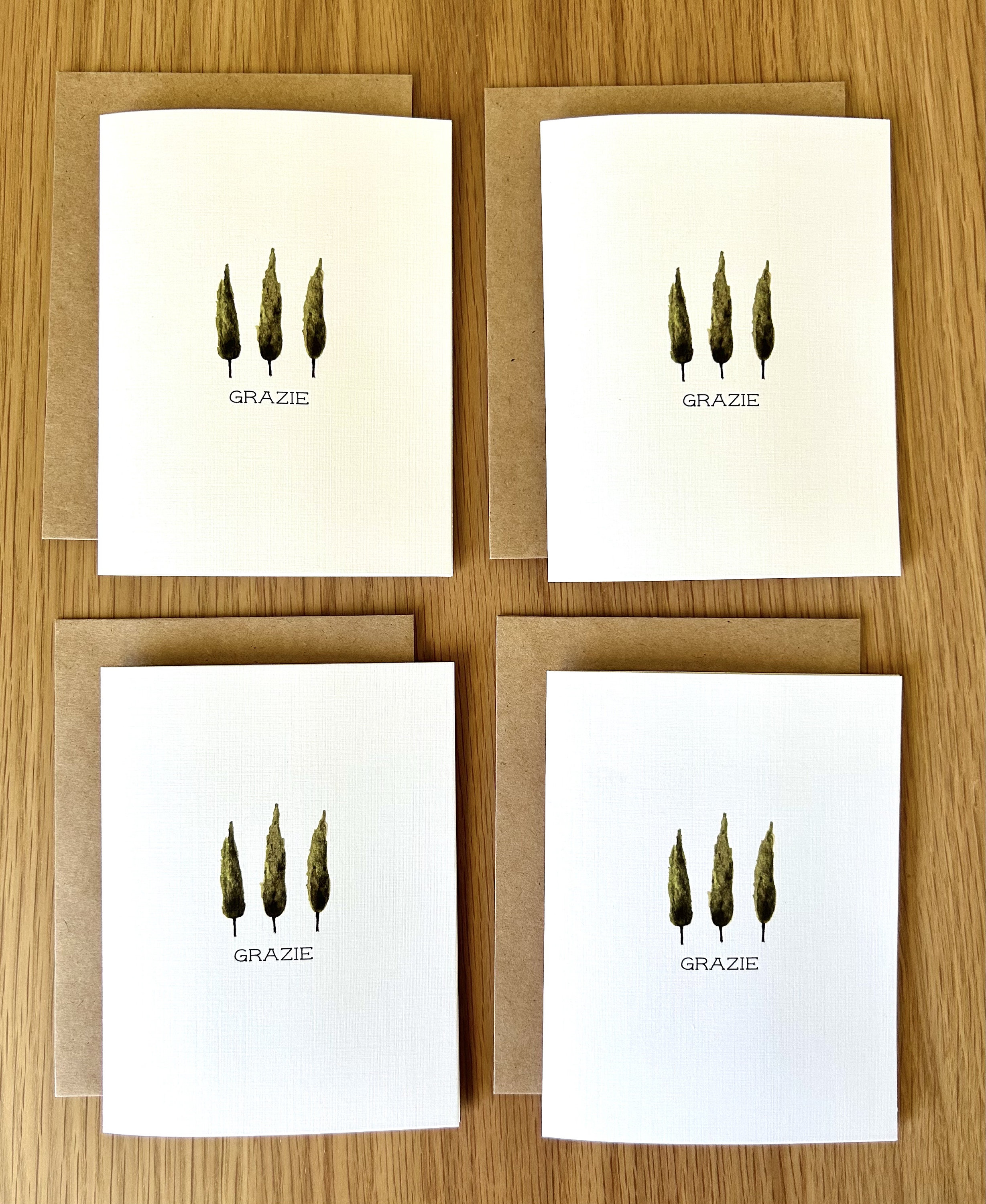 Set of 8 Italian “grazie” Thank You Notecards (stationary), With ...