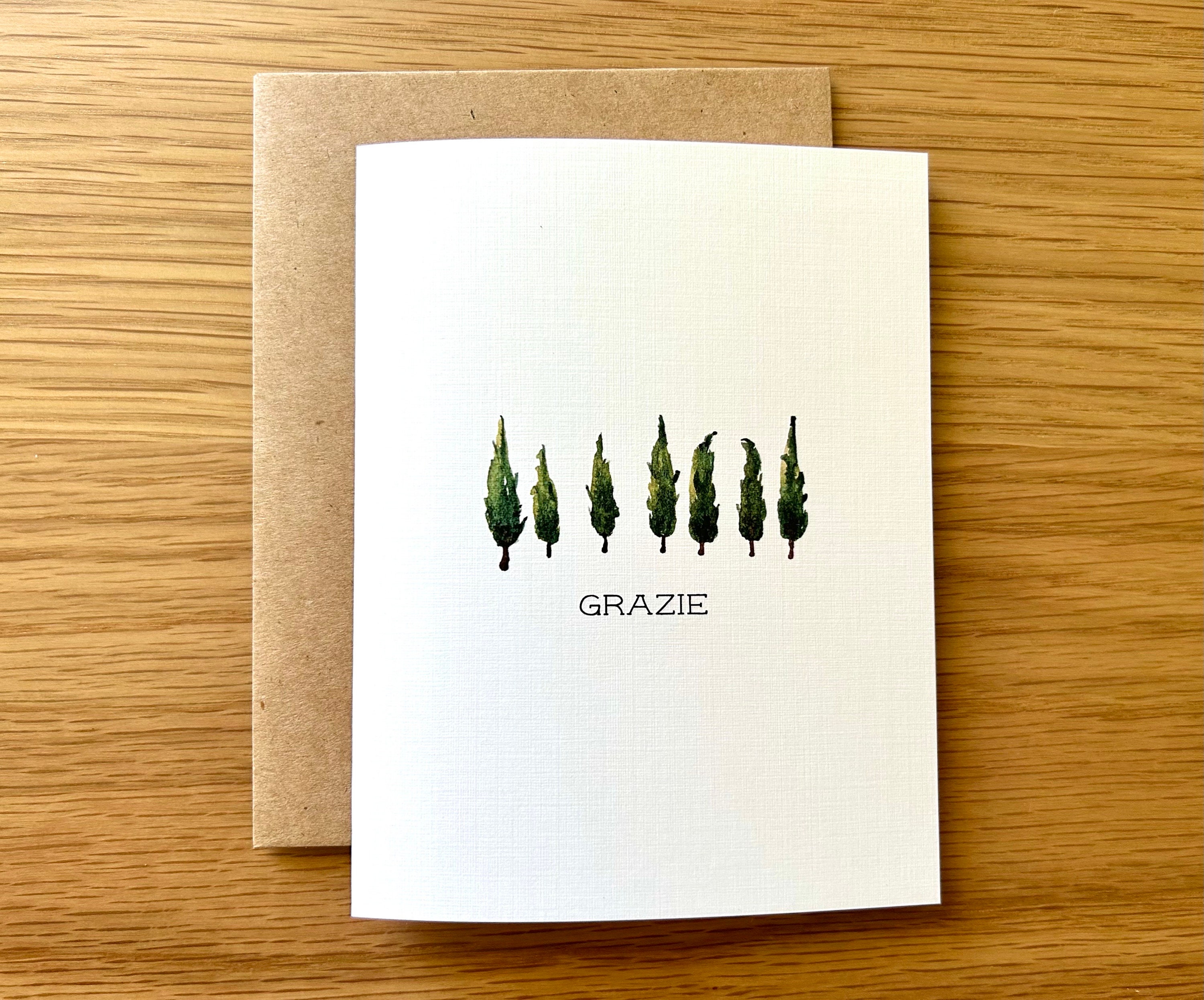Set of 8 Italian “grazie” Thank You Notecards (stationary), With ...