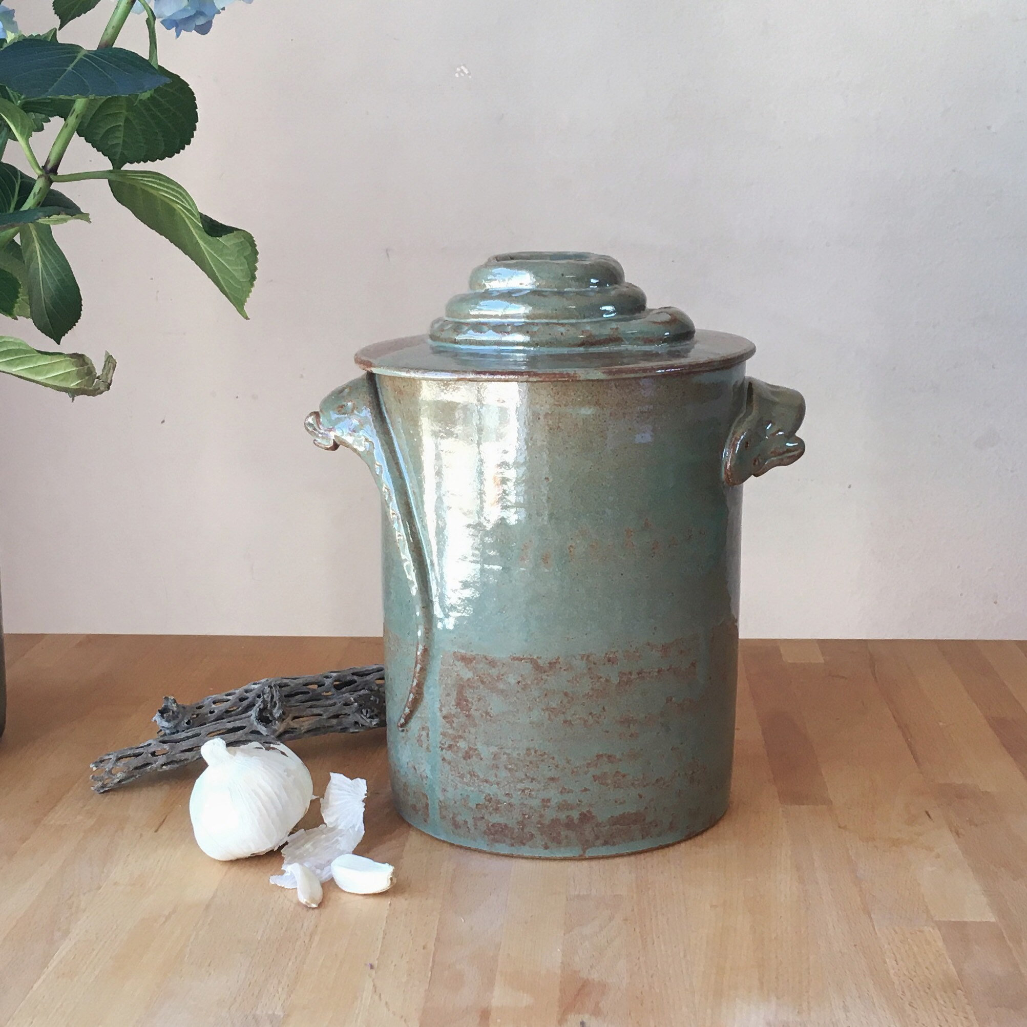 Made to Order: Compost Caddy, Sage — MOHEI CERAMICS