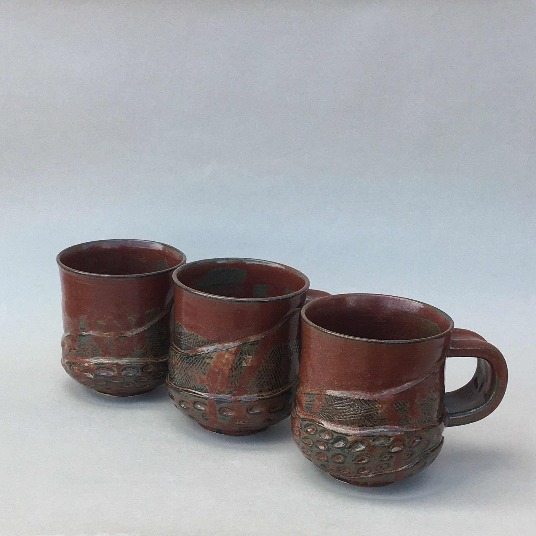Carved Coffee Mug, Red — MOHEI CERAMICS