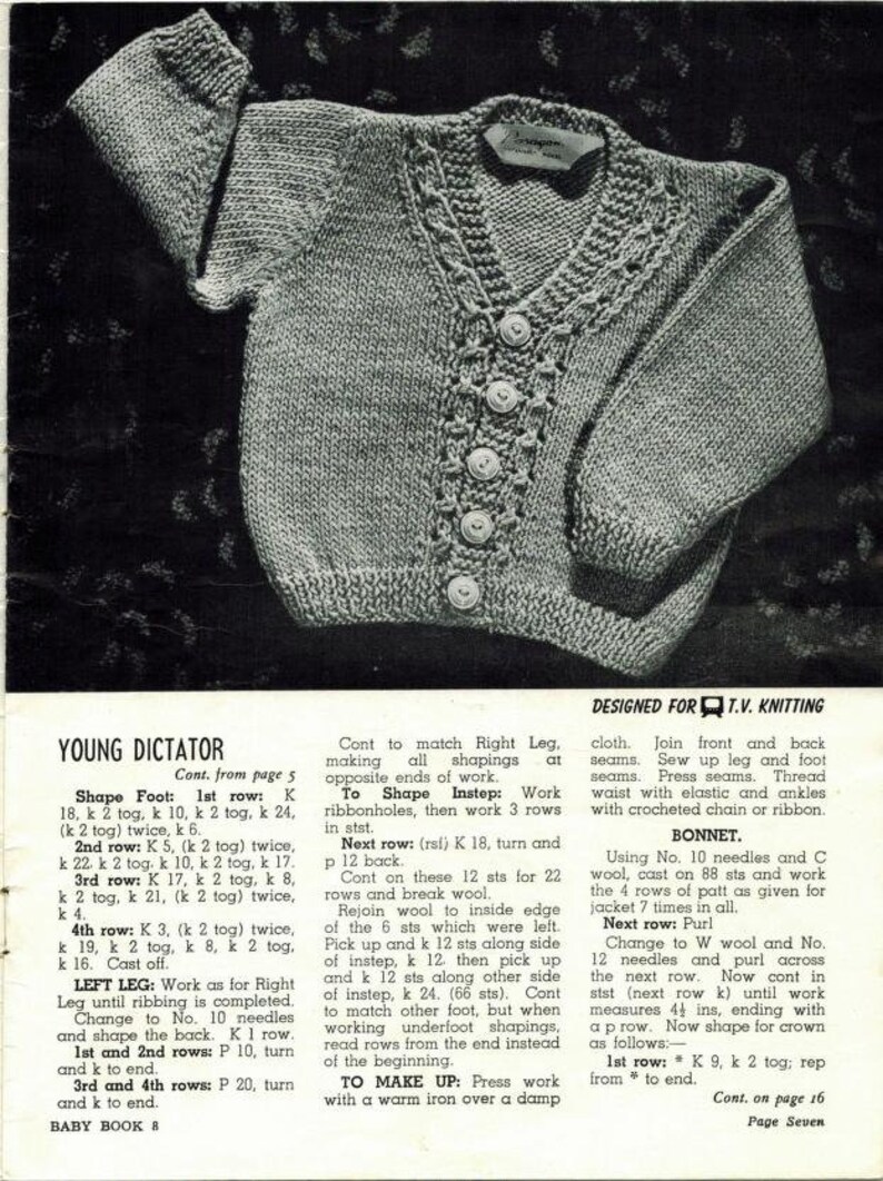 Vintage Baby Knitting Book Instant Download PDF File 9 Months to 2 ...