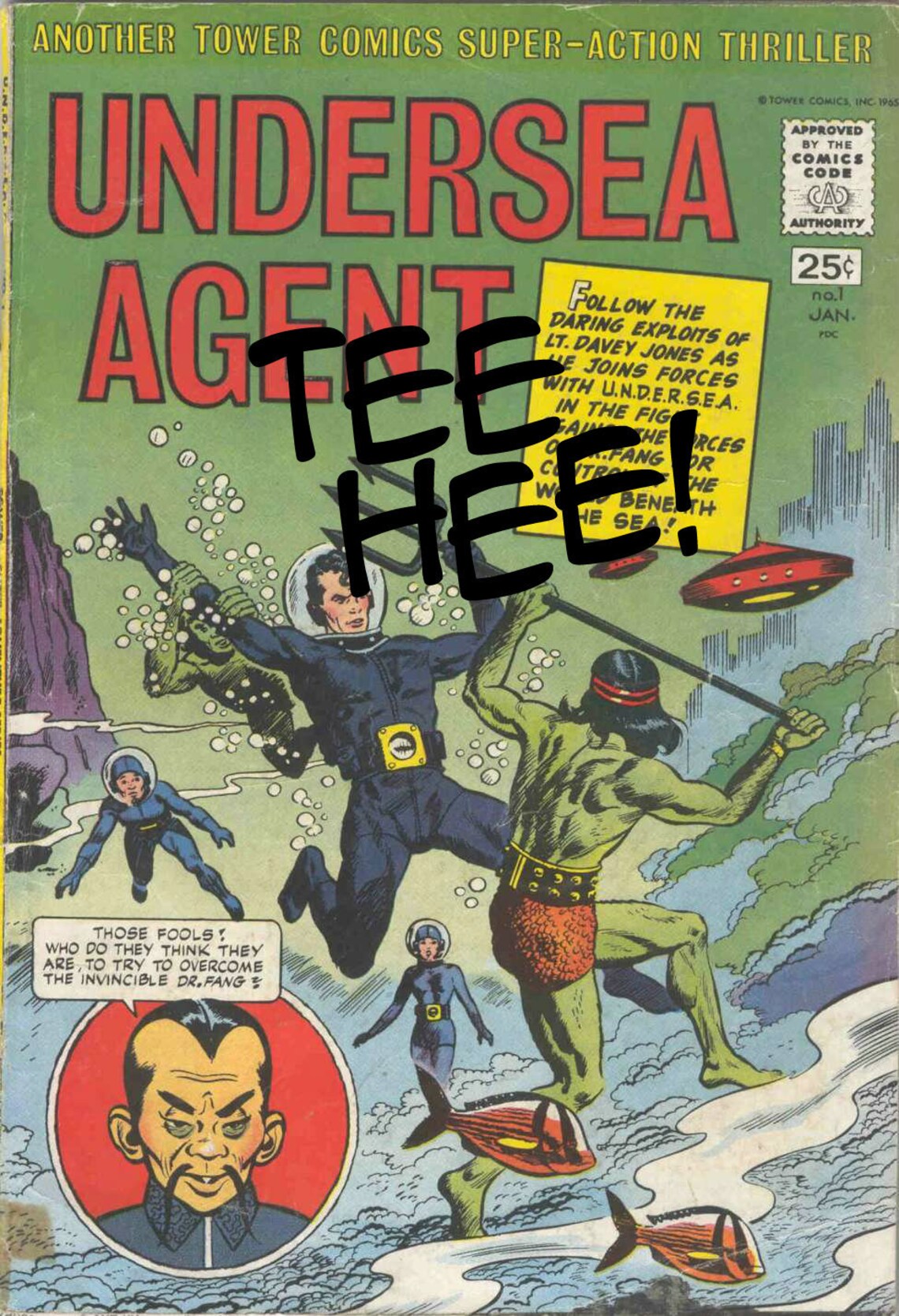 4 Vintage UNDERSEA AGENT Comic Book Covers Digital Download Public ...