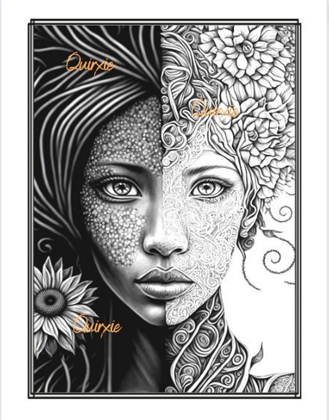 African/african-american Fantasy Face 2 Instant Download Coloring Page ...