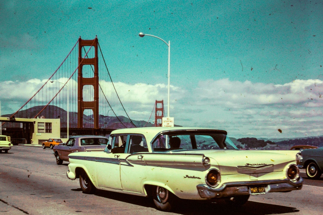Wall Decor | Vintage Film Scan of Cars Driving Near Golden Gate Bridge ...