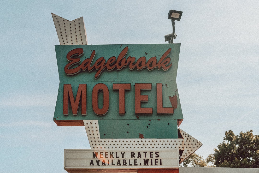 Wall Decor | Pale Green and Red Vintage Antique Motel Sign With Light ...