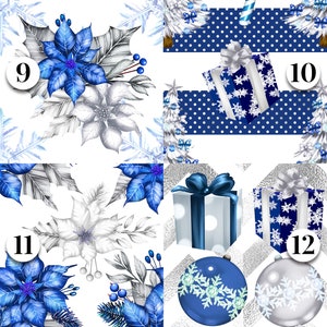 Christmas Digital Papers/blue/navy/silver/klein/patterns/noche Buena ...