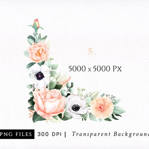 Digital Peach Corners/clipart/flowers/arrangements/bouquets/stationery ...