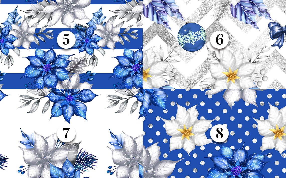 Christmas Digital Papers/blue/navy/silver/klein/patterns/noche - Etsy