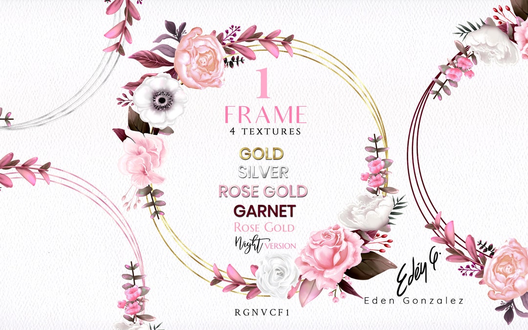 Digital Rose Gold Frames/clipart/roses/flowers/arrangements/bouquets ...