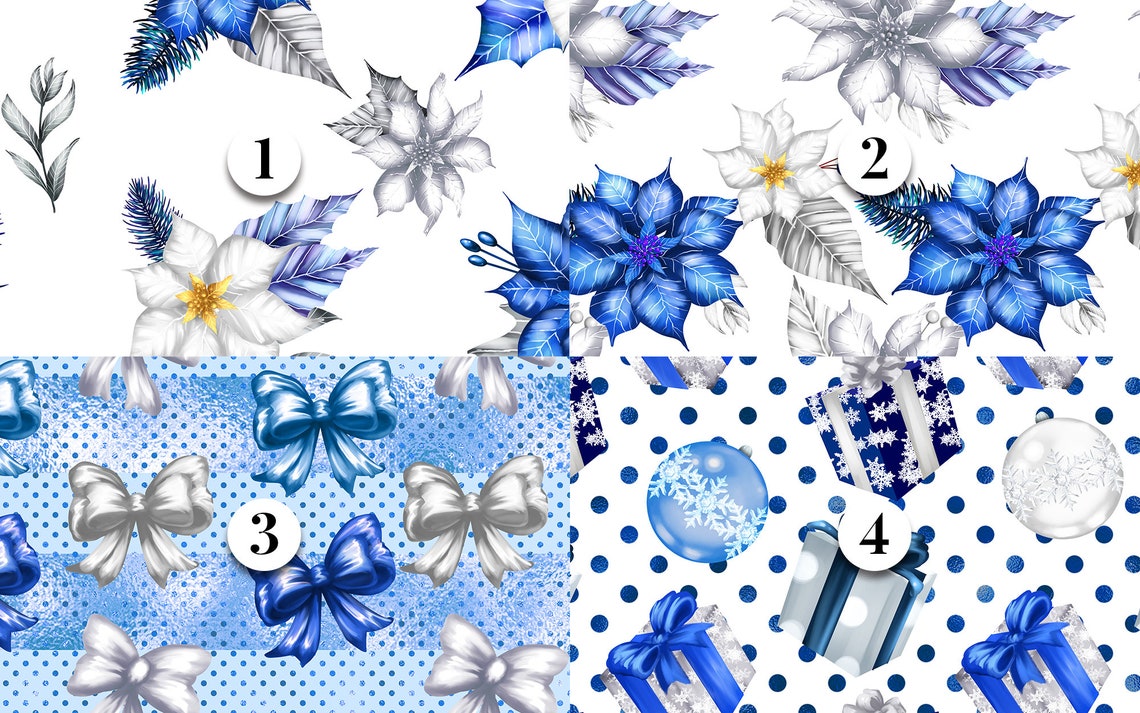 Christmas Digital Papers/blue/navy/silver/klein/patterns/noche - Etsy