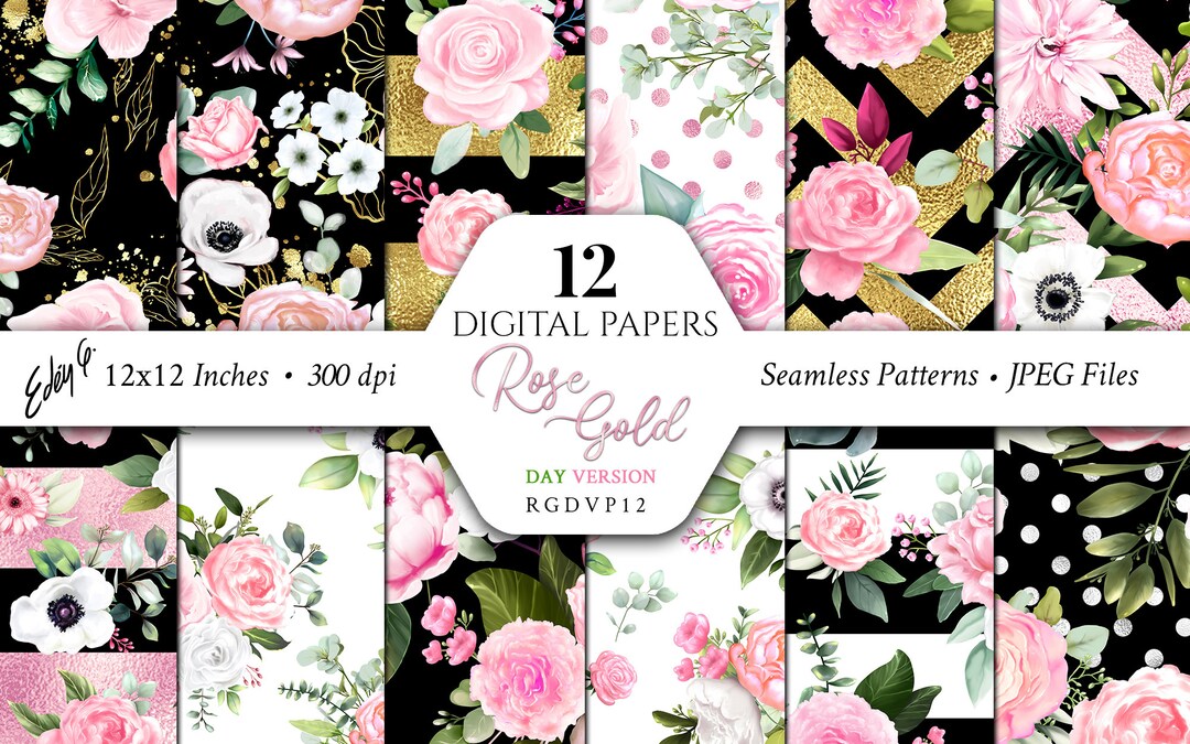 Rose Gold Digital Papers/pink/patterns/scrapbook/seamless/print/fabric ...