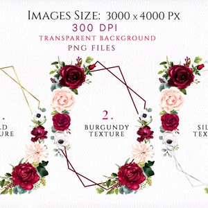 Digital Burgundy Frames/clipart/roses/flowers/arrangements/bouquets ...