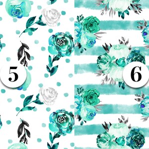 Teal Digital Papers/turquoise/aquamarine/emerald/mint/patterns/flowers ...