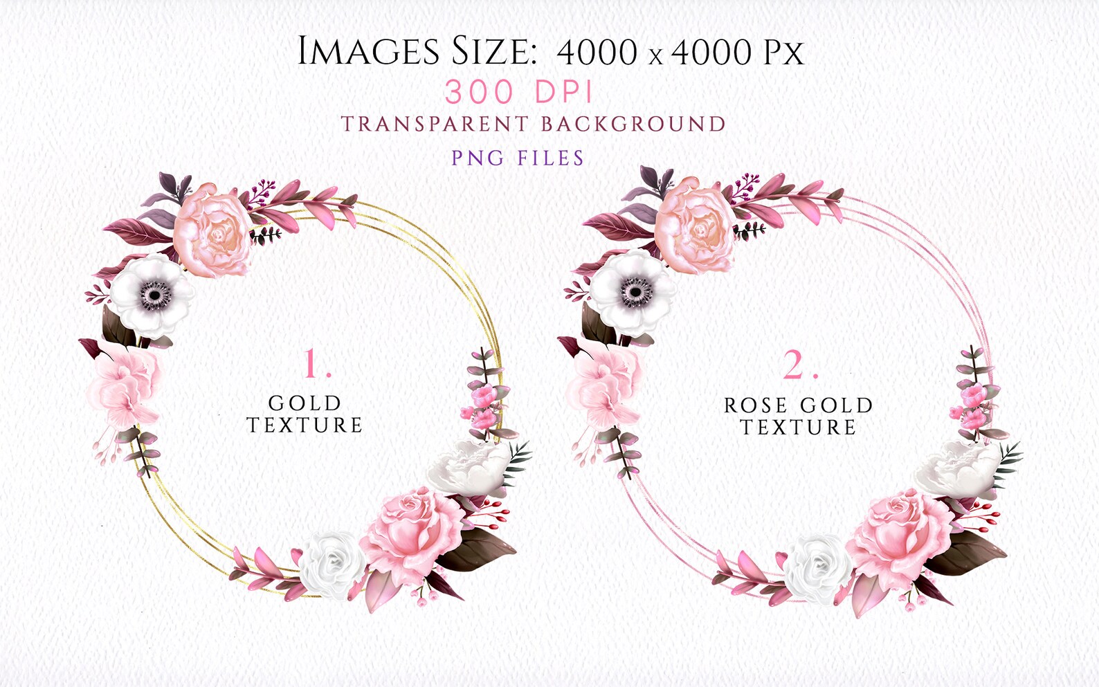Digital Rose Gold Frames/clipart/roses/flowers/arrangements/bouquets ...