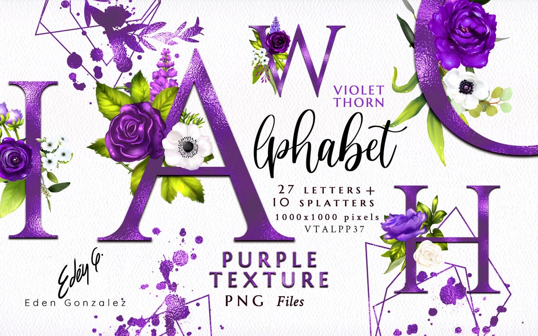 Purple Alphabet/violet/lavender/letters/png/floral/clipart/arrangements ...