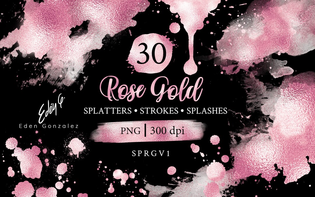 Digital Rose Gold Splatters/splashes/glitter/texture/strokes/brush/dust ...