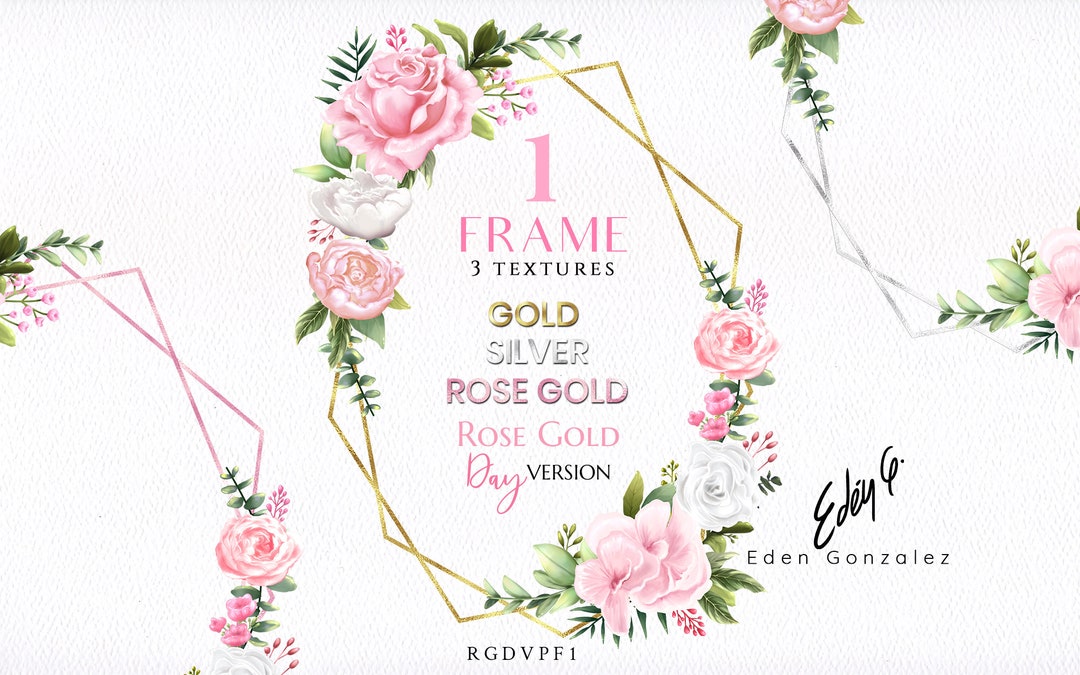 Digital Rose Gold Frames/clipart/roses/flowers/arrangements/bouquets ...