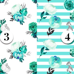 Teal Digital Papers/turquoise/aquamarine/emerald/mint/patterns/flowers ...