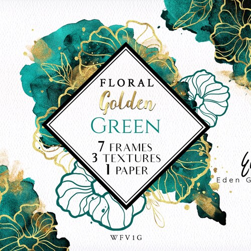 Emerald Green Digital Paper Clipart Watercolor Digital - Etsy UK