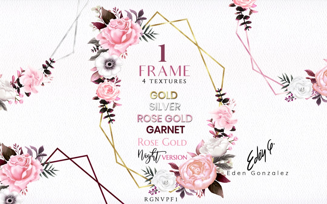 Digital Rose Gold Frames/clipart/roses/flowers/arrangements/bouquets ...