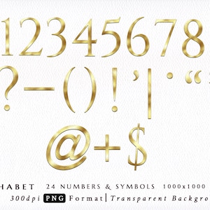 Alphabet/letters/numbers/symbols/png/golden/gold/wedding/clipart ...