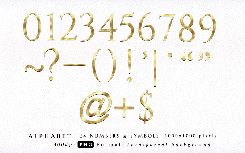 Alphabet/letters/numbers/symbols/png/golden/gold/wedding/clipart ...
