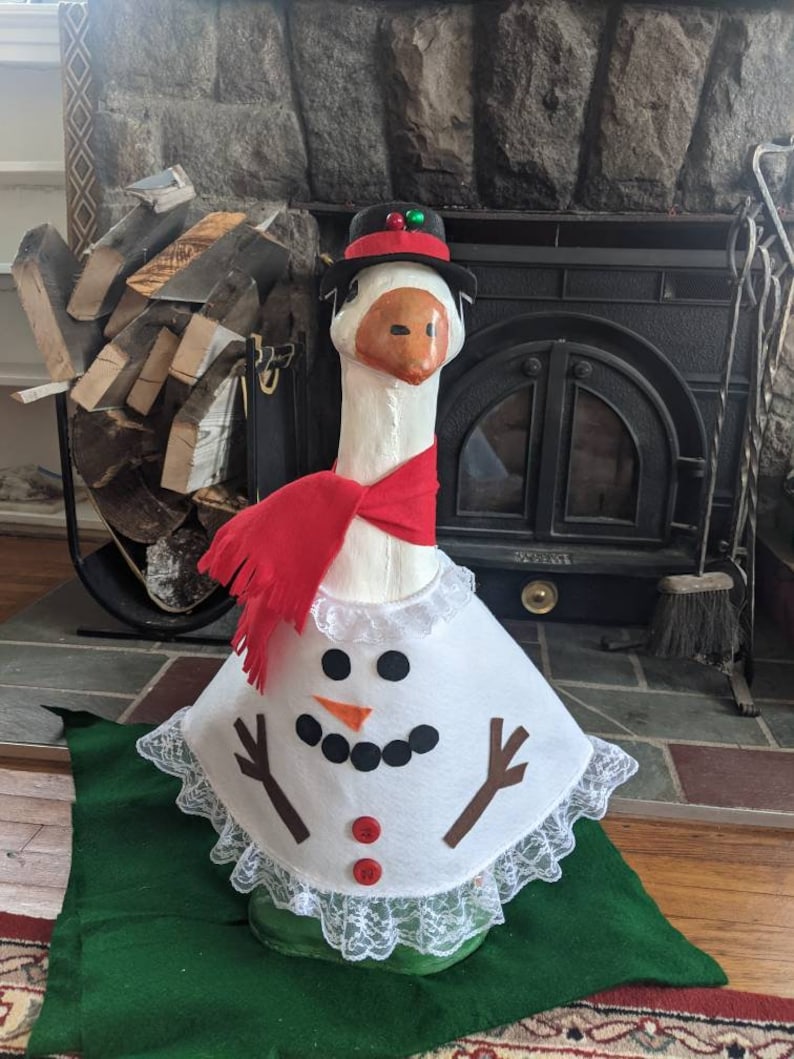Snowman Goose Outfit: Winter Porch Decor, Large (24-27 Inch) - Etsy