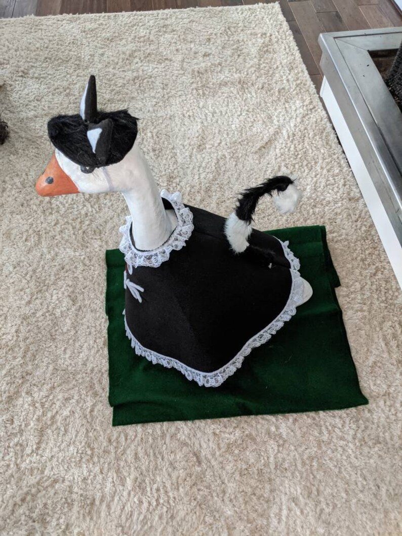 Goose Outfit. Goose Clothing.black Kitty Cat With Faux Fur Hat - Etsy