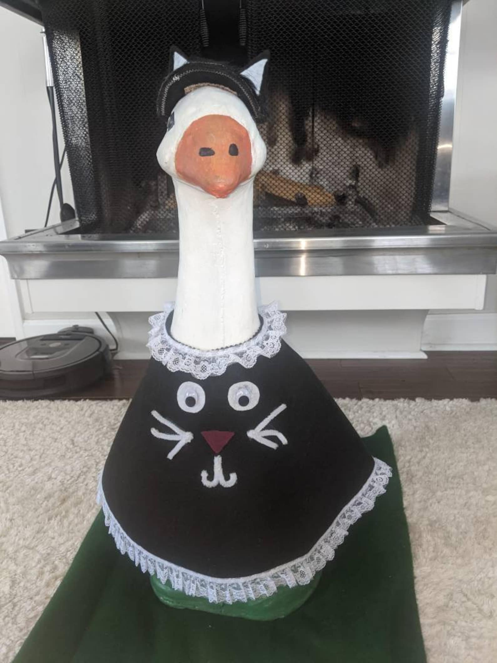 Goose Outfit. Goose Clothing.black Kitty Cat With Faux Fur Hat - Etsy