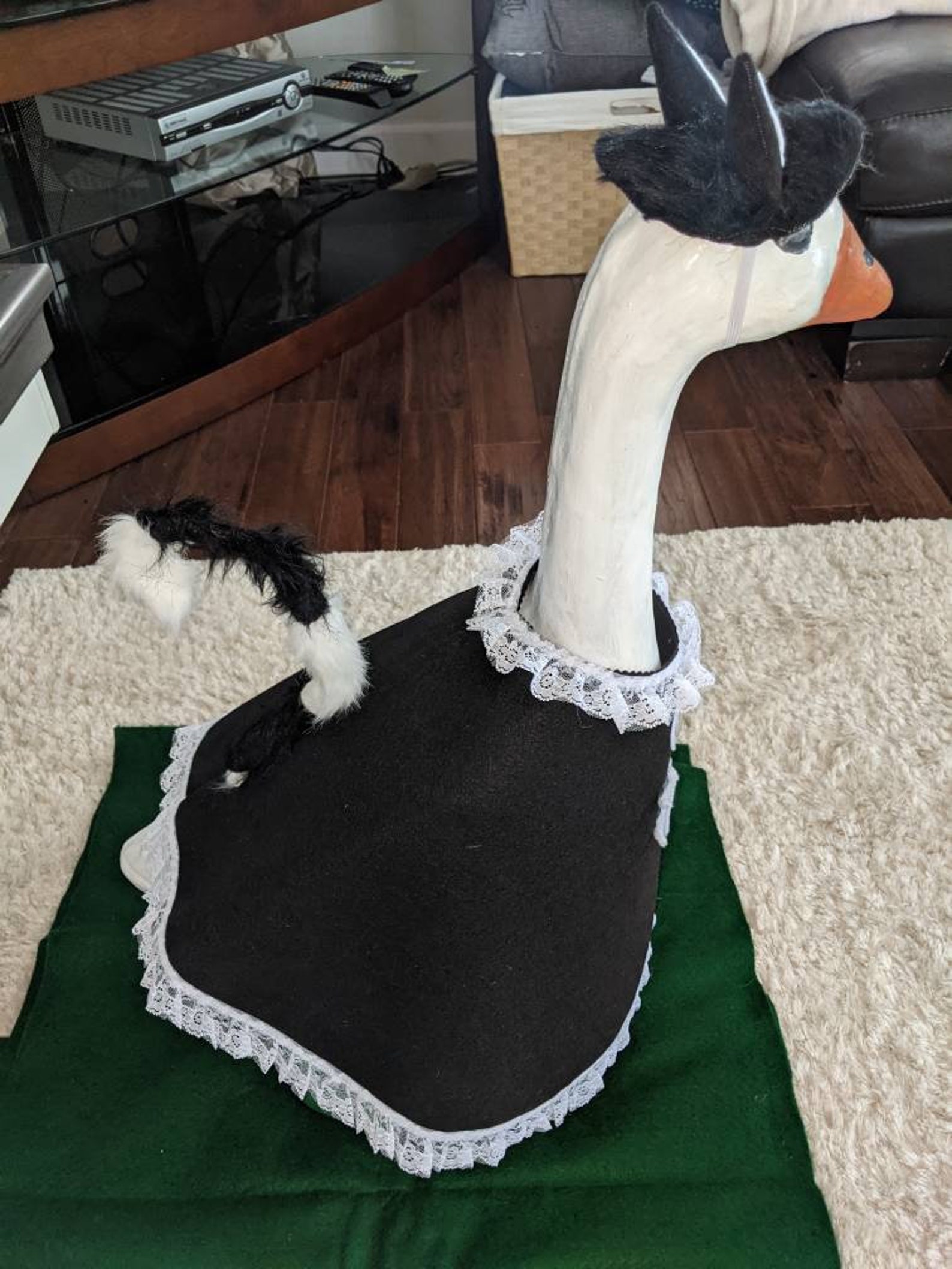 Goose Outfit. Goose Clothing.black Kitty Cat With Faux Fur Hat - Etsy