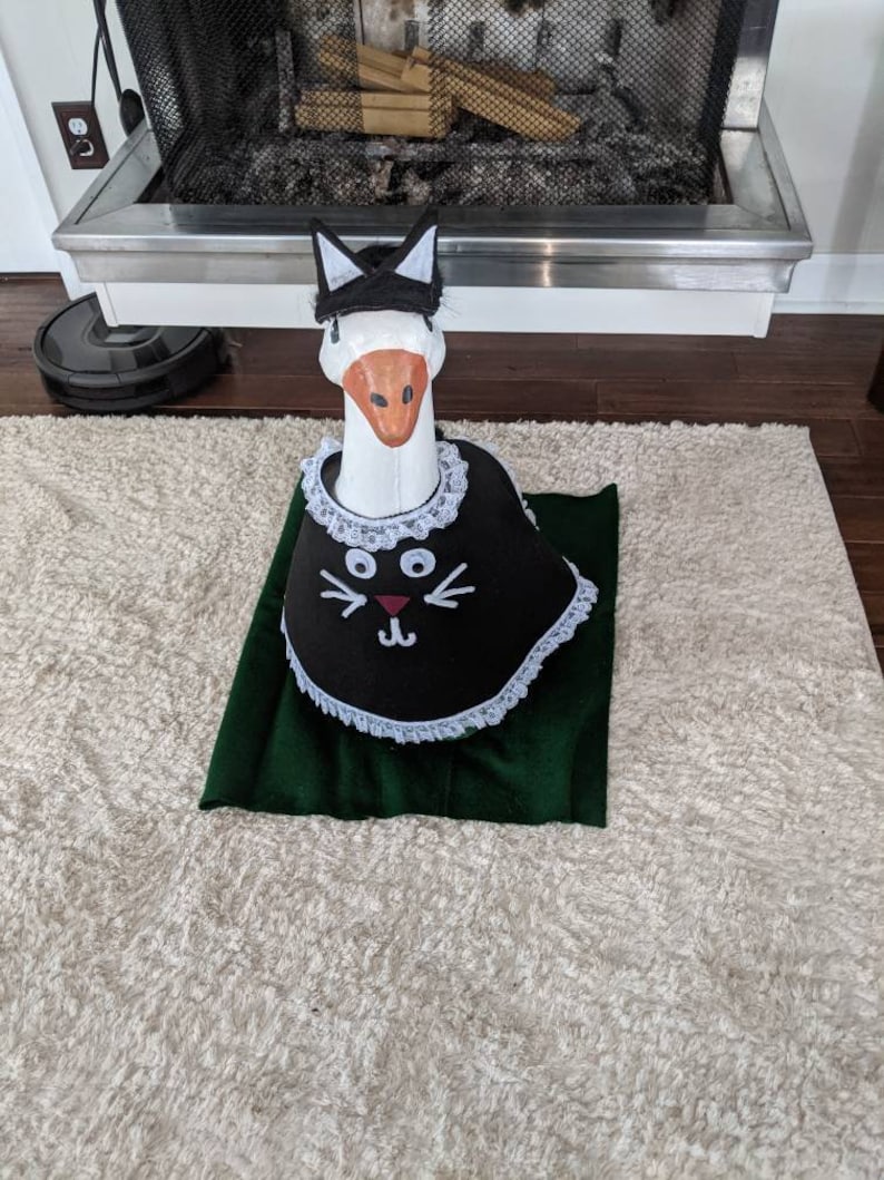 Goose Outfit. Goose Clothing.black Kitty Cat With Faux Fur Hat - Etsy