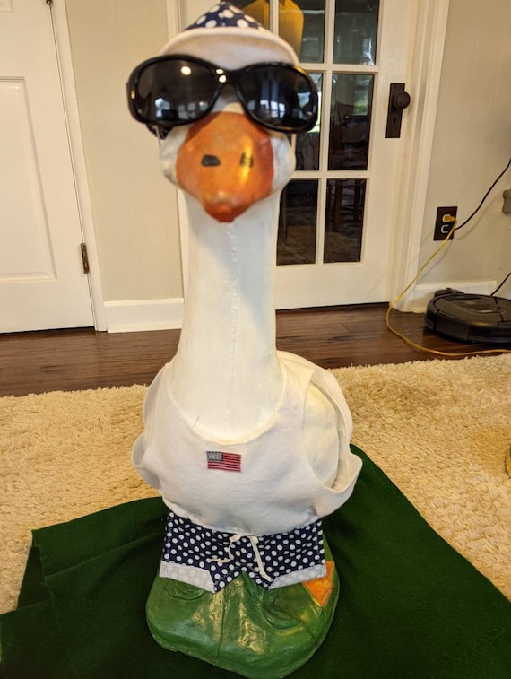 Goose Clothing Swimming Goose With Tank Top Blue Polka Dot - Etsy