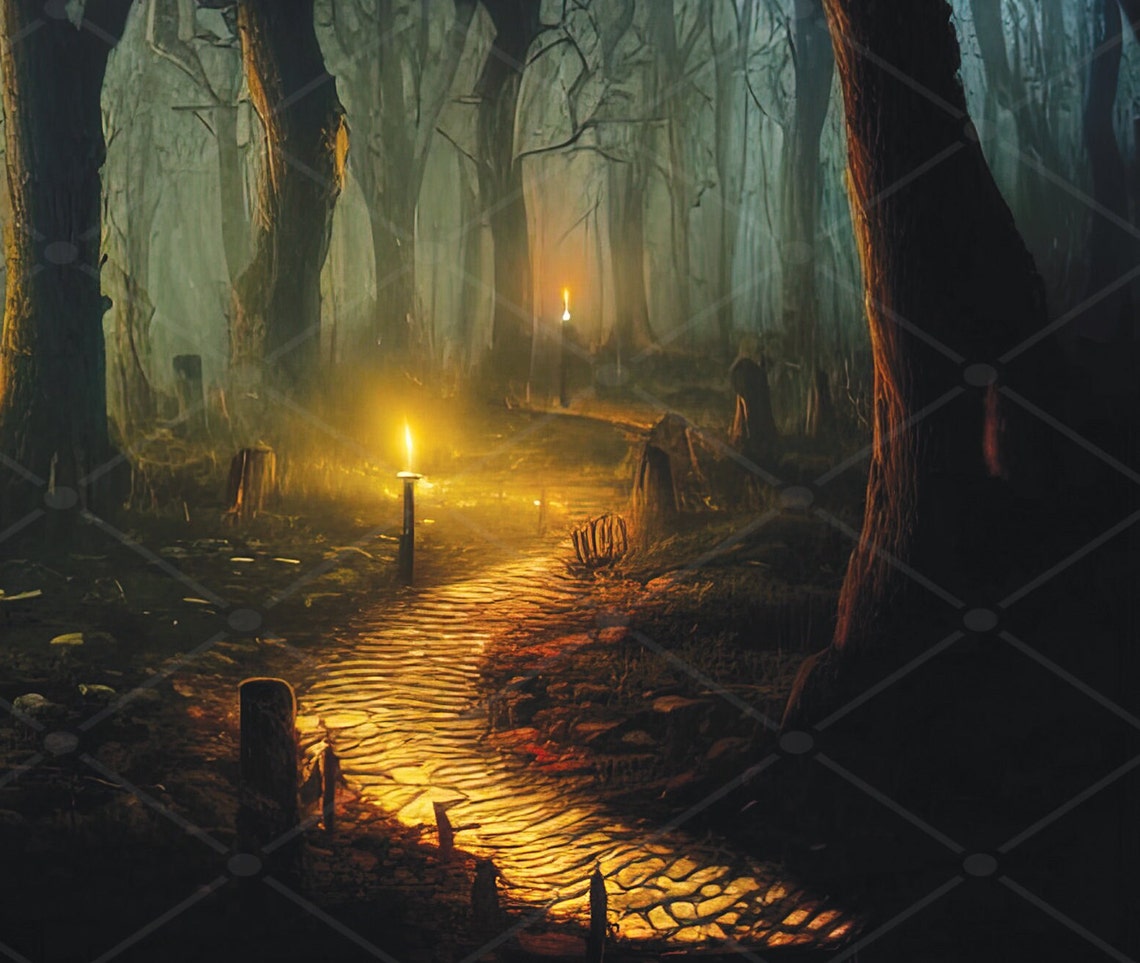 Dark Gothic Fantasy Candlelit Forest Digital Download/art Print/photoshop Background/backdrop ...