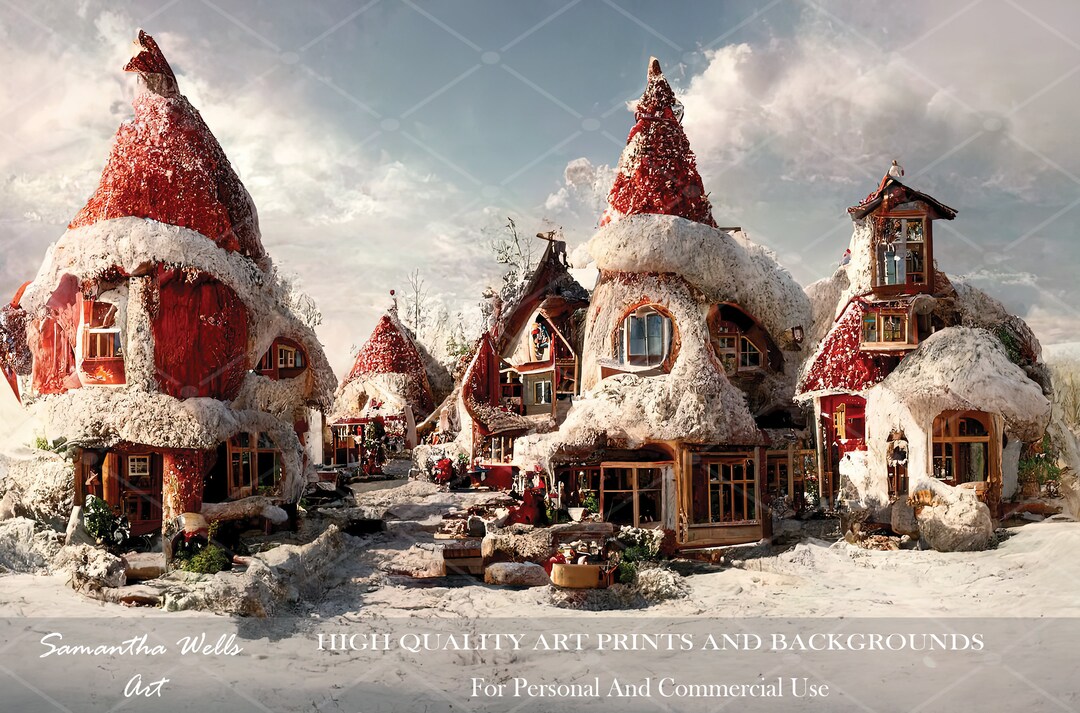 Santa's Village/digital Background/digital Backdrop/art Print/printable ...