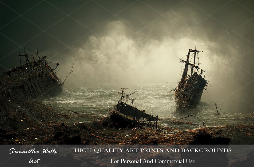 Dark Fantasy Shipwreck Digital Download/art Print/photoshop Background ...