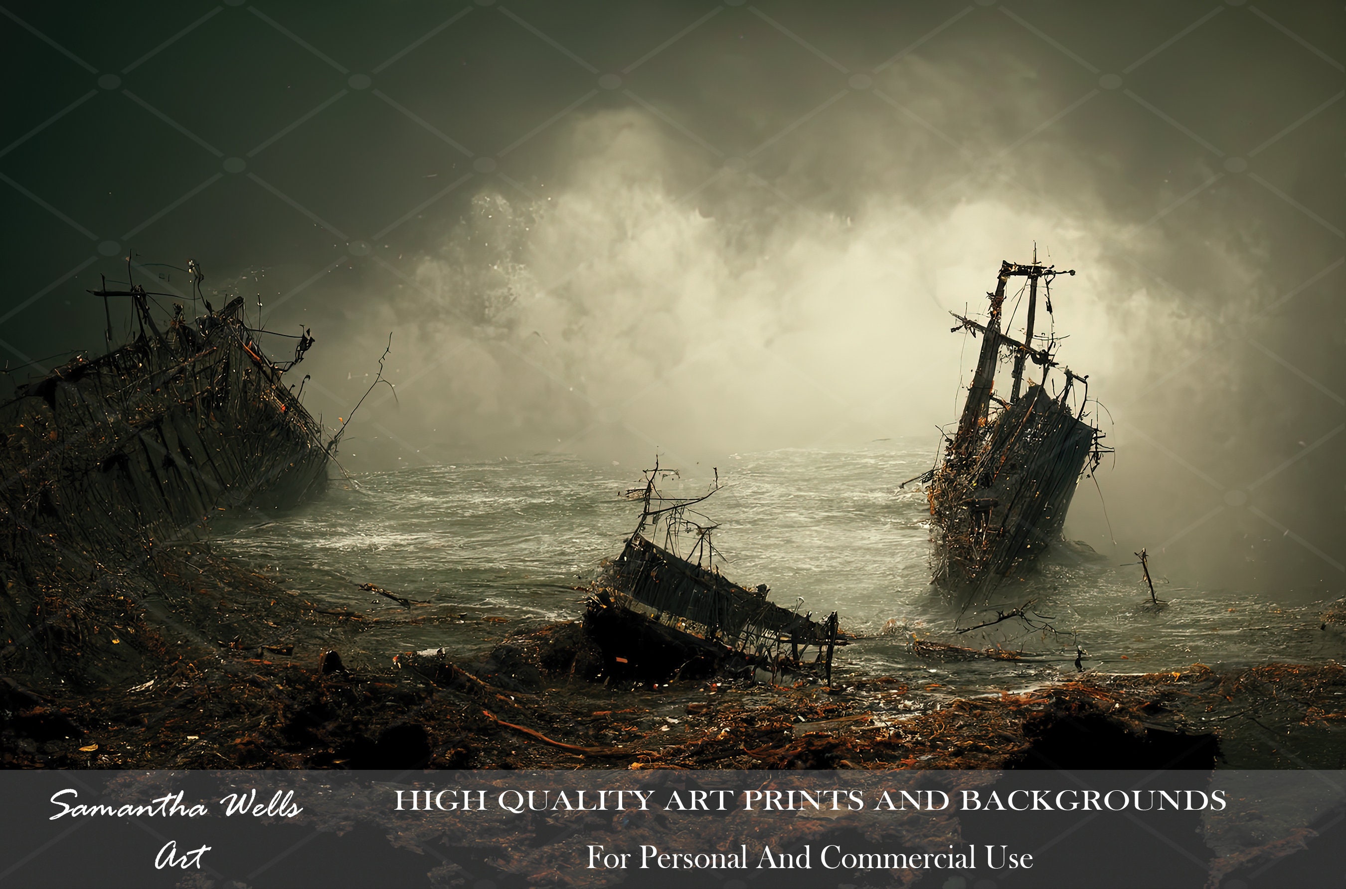 Dark Fantasy Shipwreck Digital Download/art Print/photoshop Background ...