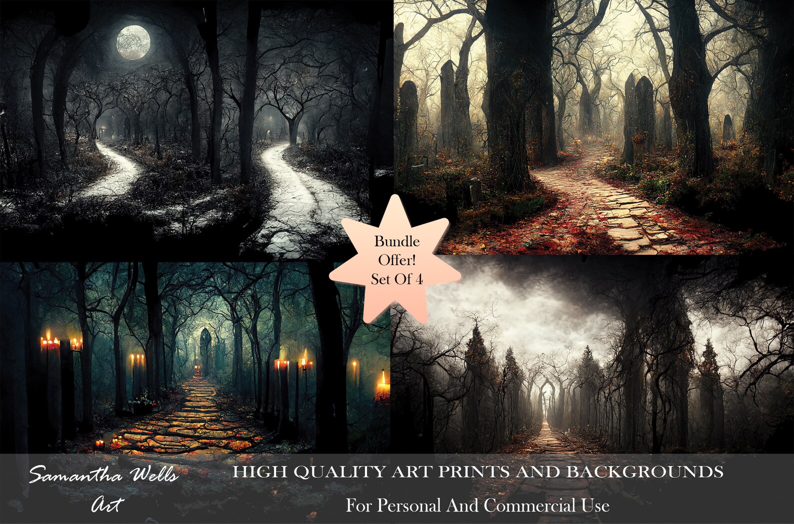 Dark Gothic Forest Path Art Print: Spooky Photoshop Background (digital ...