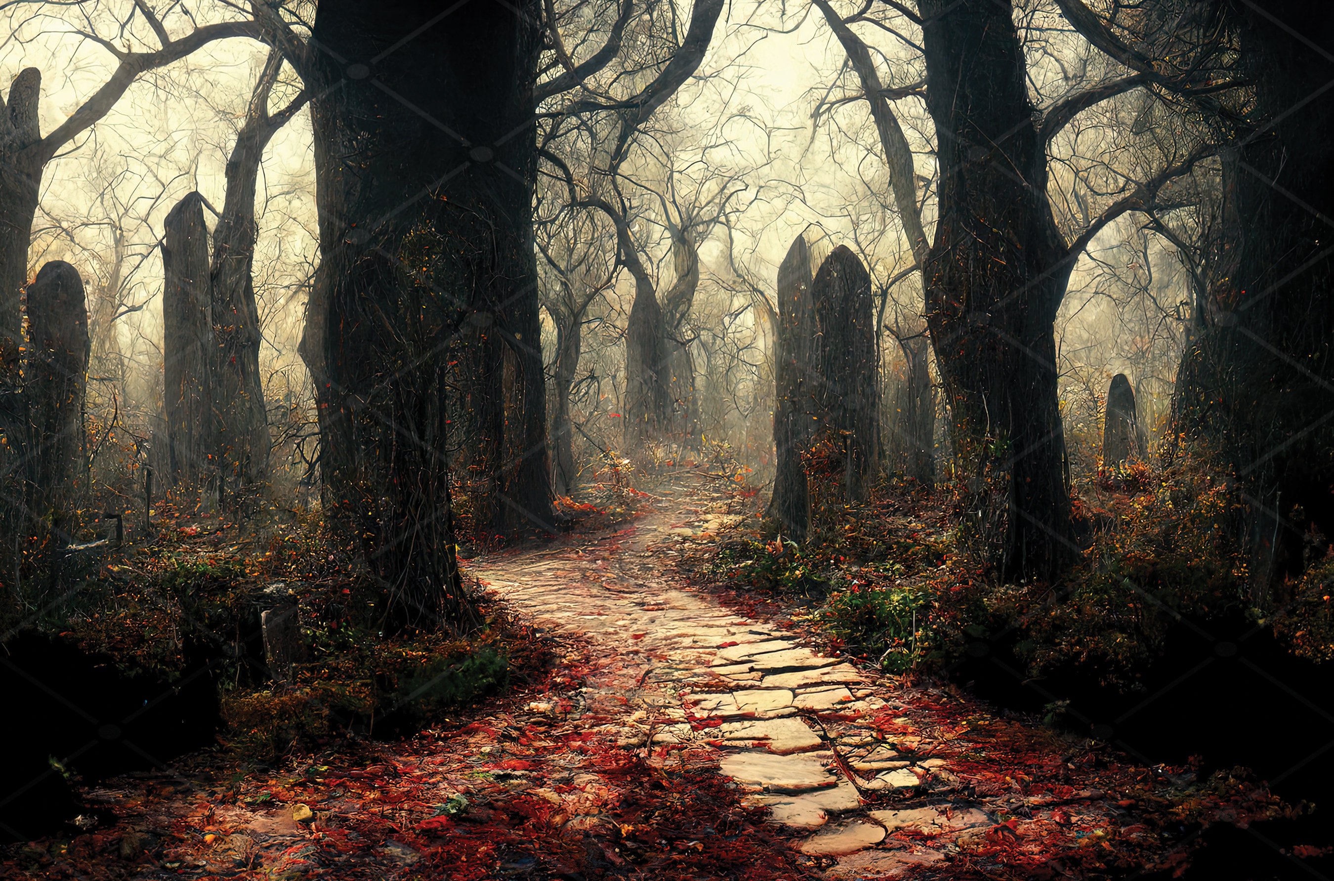 Dark Gothic Fantasy Forest Path Digital Background/art Print/photoshop ...