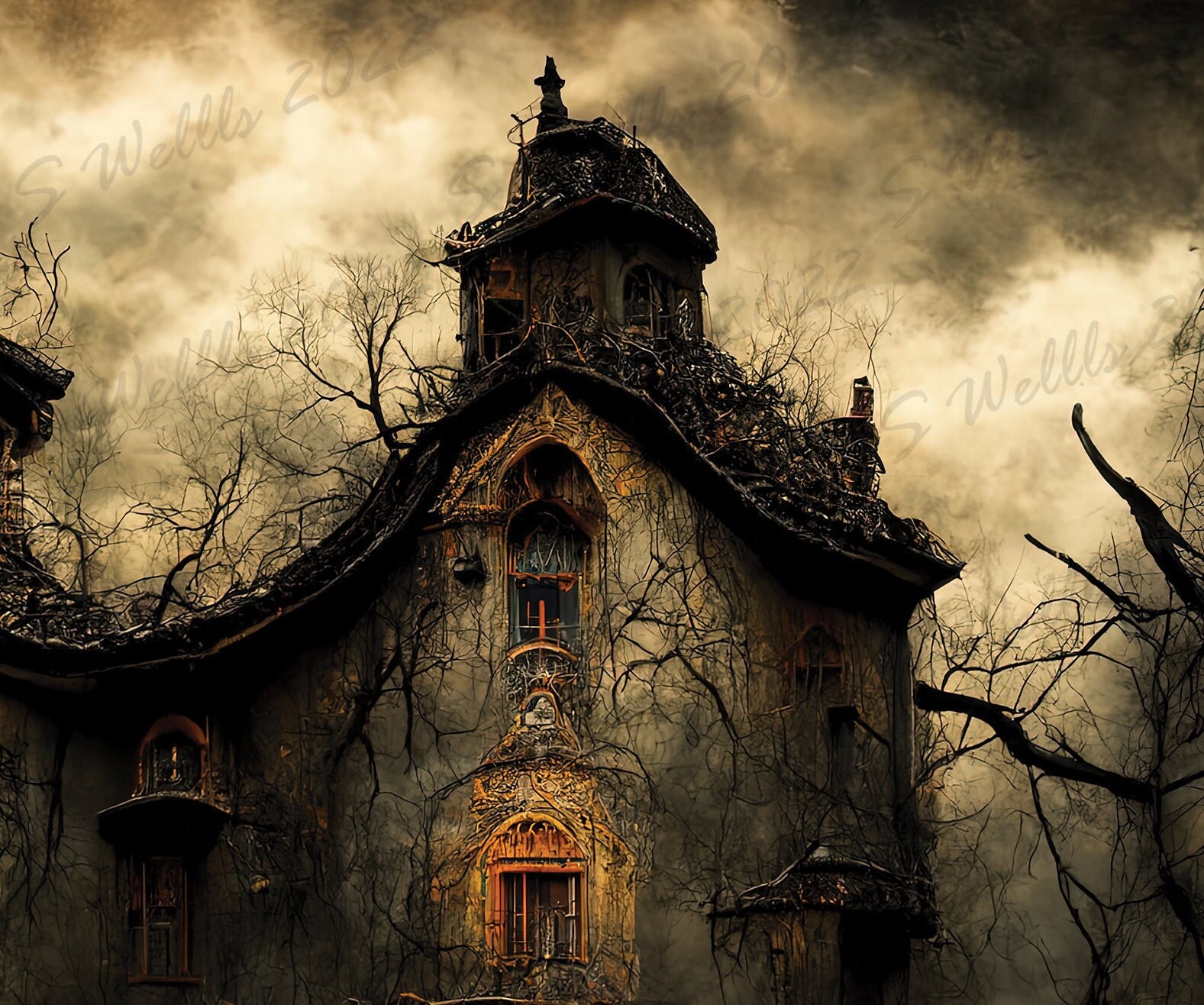 Dark Gothic Fantasy Haunted House Digital Download/art Print/photoshop ...
