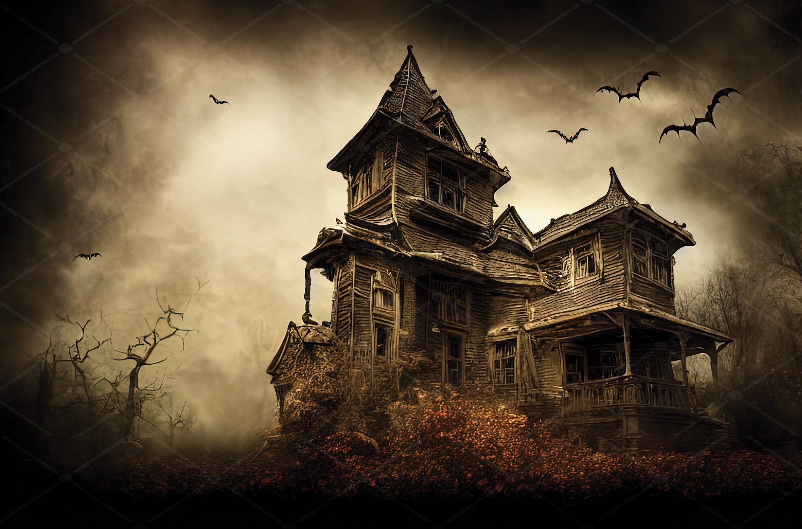 Dark Gothic Fantasy Haunted House Digital Download/art Print/photoshop Background/backdrop ...