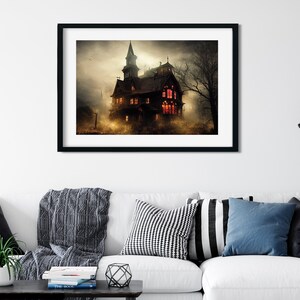 Spooky Haunted House Art Print: Gothic Halloween Digital Backdrop ...