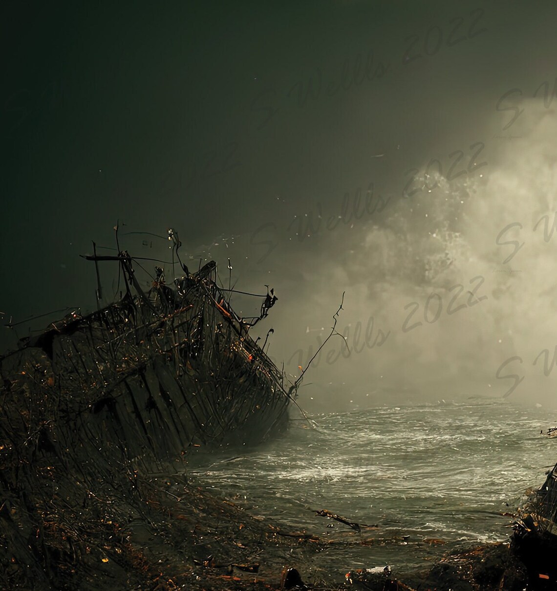 Dark Fantasy Shipwreck Digital Download/art Print/photoshop Background ...