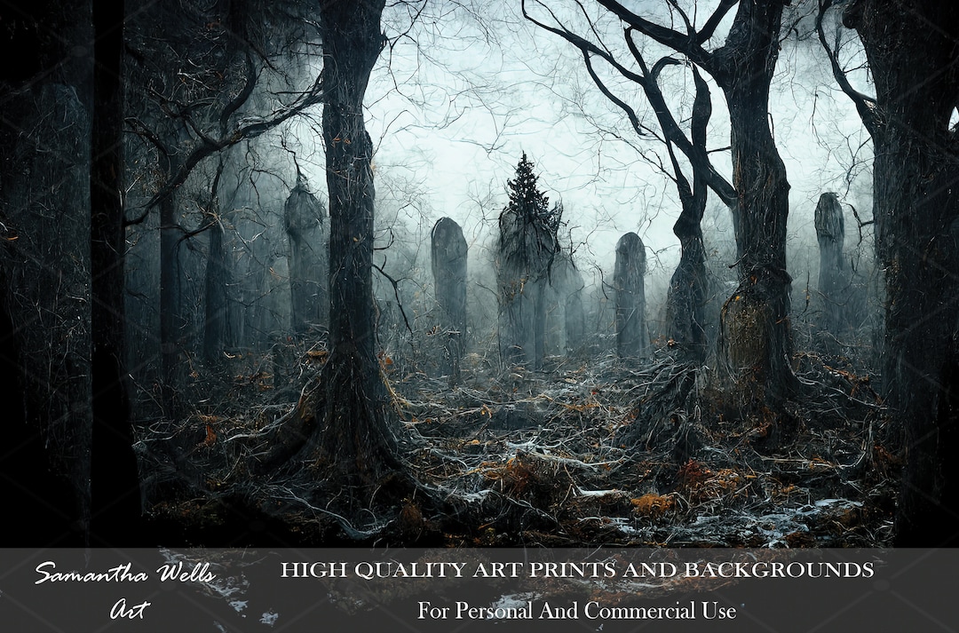Dark Gothic Forest Art Print: Spooky Photoshop Background (digital ...