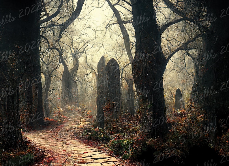 Dark Gothic Fantasy Forest Path Digital Background/art Print/photoshop ...